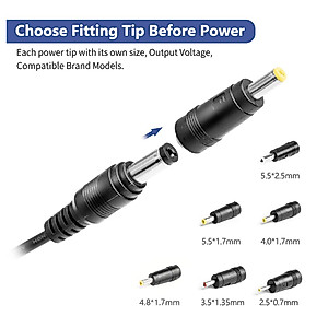 KFD 6V Universal Adapter for AT&T Vtech Cordless Phone DC6V (NOT AC6V),ProForm Elliptical,Fisher Price Baby Swing,Blood Pressure Monitor,Ride On Car Toys Charger Speaker Routers Scales 6V Power Supply