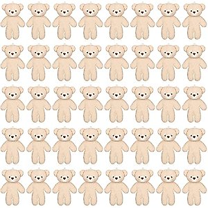 HyDren 40 Pcs Mini Bear Toy 4.7 Inch Stuffed Tiny Bear Christmas Party Gift Soft Bear Keychain Mini Stuffed Animal Small Plush Bear Jointed Bear Doll for Kids DIY Keychain Party Favor(Simple Style)