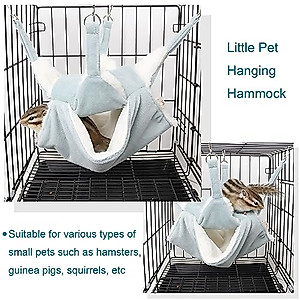 ABLAZEZAI Small Animals Hanging Hammock for Hamster, Sugar Glider Warm Bed House, Double Bunkbed Cage for Guinea Pig, Small Pet Cage for ChinchillaSquirrel Ferret Hedgehog