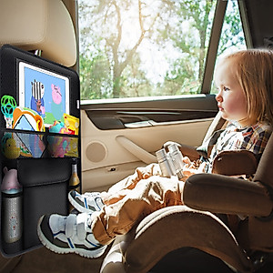 Kick Mats Back Seat Protector, 2Pack Waterproof Oxford Seat Back Protector, Car Seat Back Protector for Kids, Back of Seat Protector for Kids Feet Car Seat (2pc with Table Pocket)