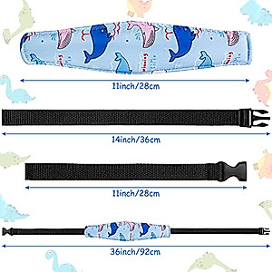 2 Pieces Baby Carseat Head Support Band Strap Headrest Stroller Seat Sleeping Headrest Neck Relief Head Strap Headband for Kids Children Toddler Infant (Dinosaur and Dolphin)