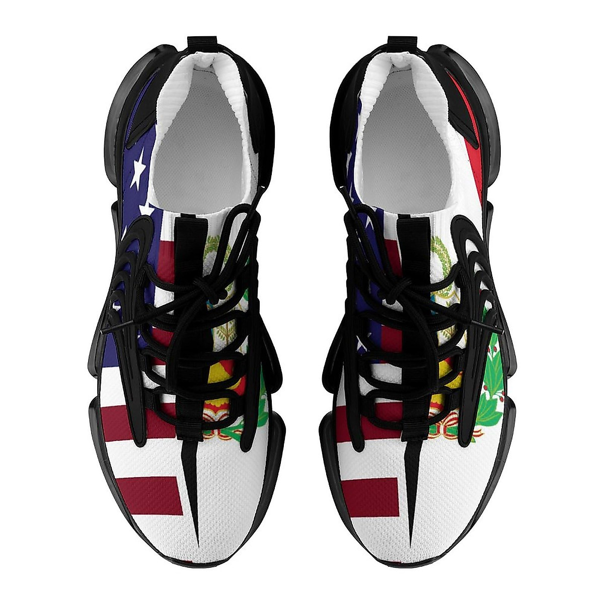 American and Peruvian Flag Sport Shoes for Men Women Non Slip Lightweight Breathable Walking Running Shoes 11.5women/9.5men