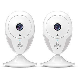 EZVIZ Indoor Wi-Fi Security Camera, Motion Detection Alert, Baby/Pet Monitoring, 111° Wide Angle, Two-Way Audio, Works with Alexa Google Home, 25ft Night Vision (CTQ2C-2 Pack WH)