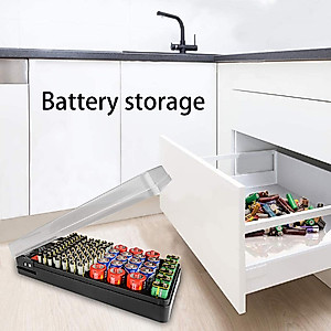 Battery Organizer Storage Case Holder with Tester Holds 98 Battery