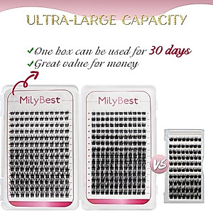 【Ultra-Large Capacity】MilyBest Lash Clusters Cluster Lashes That Look Like Eyelash Extensions C/D Curl Individual Lashes Wispy Thin Band 8-16mm DIY Lashes Cluster Eyelash Extension at Home, B01