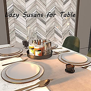 Lazy Susan Organizer 10 inch Stainless Steel Metal Turntable Rotating Spice Racks for Pantry Cabinet Cupboard Organizer Table Black