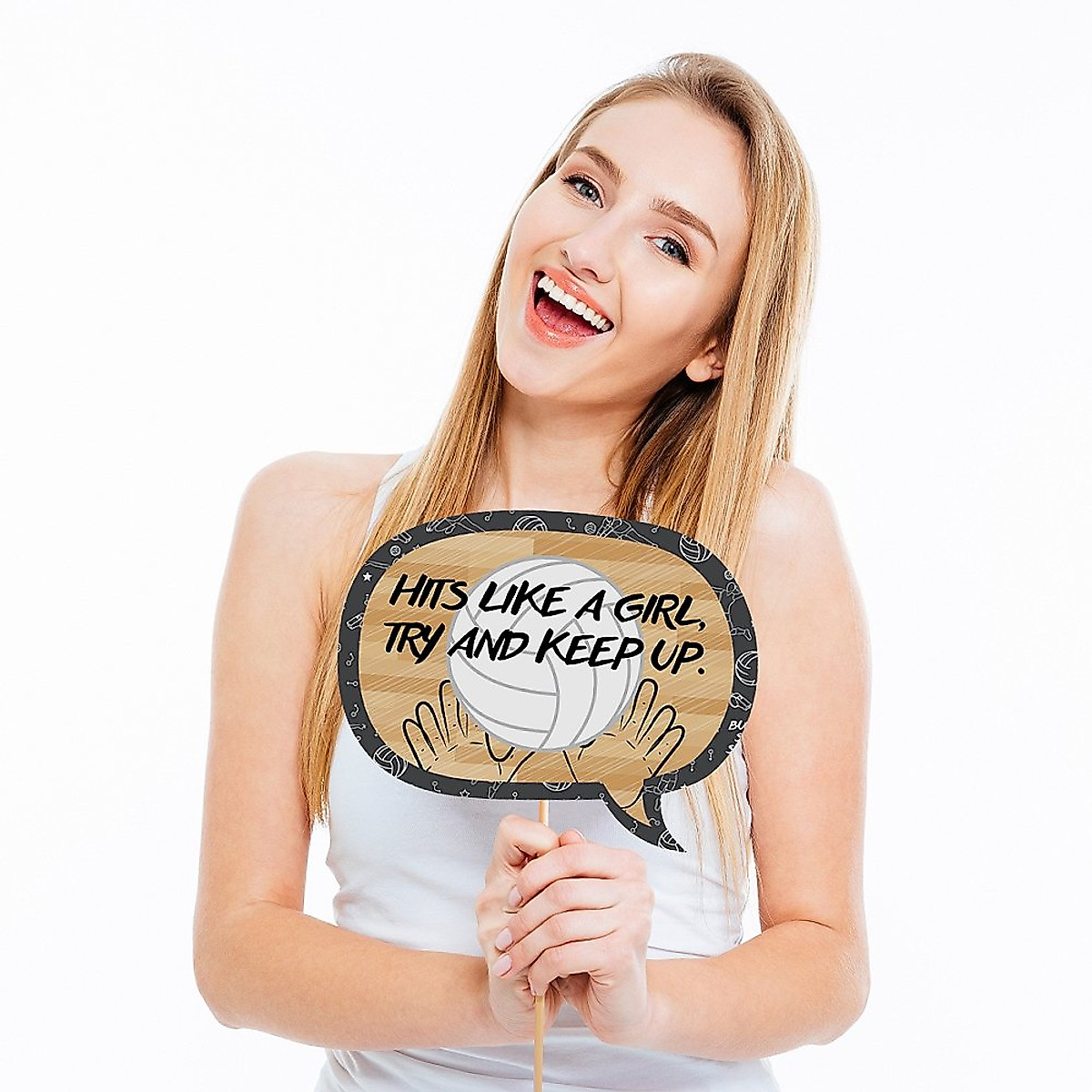 Big Dot of Happiness Funny Bump, Set, Spike - Volleyball - Baby Shower or Birthday Party Photo Booth Props Kit - 10 Piece