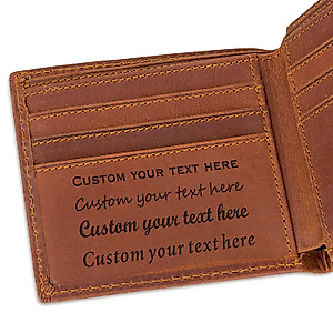 kullder Custom Wallet for Men Personalized Gift Mens Engraved Leather Wallet Gifts for Husband, Dad, Son Birthday, Christmas, Anniversary, Fathers Day Gift Idea for Him