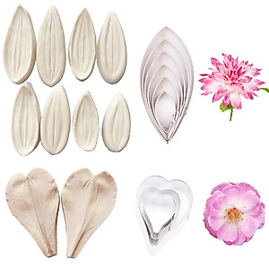 12set Gum Paste Flower Tools- Gumpaste Flower Molds and Fondant Flower Cutters Sugar Flower Cookie Cutter Sugar Paste Making tools for Fondant Wedding,Birthday Cake Decorating