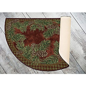 Brumlow MILLS Pine Cone Rustic Fall Winter Gingham Area Rug for Kitchen, Bathroom Mat, Doorway, Bedroom or Home Decor, 19" x 32", Burgundy