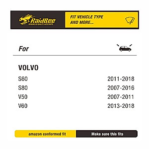 RaidBee Oem Windshield Wipers Blades Replacement for Volvo S60 2011-18,S80 16-07,V50 11-07,V60 18-13 Front Windshield Wipers for My Car,Automotive Replacement Windshield Wiper Blade 26"+20"