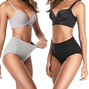 UMMISS Women Panties 5 Pack, Soft Cotton Comfortable Underwear Mid Waist Breathable Solid Color Briefs Panties for Women -Multi -M