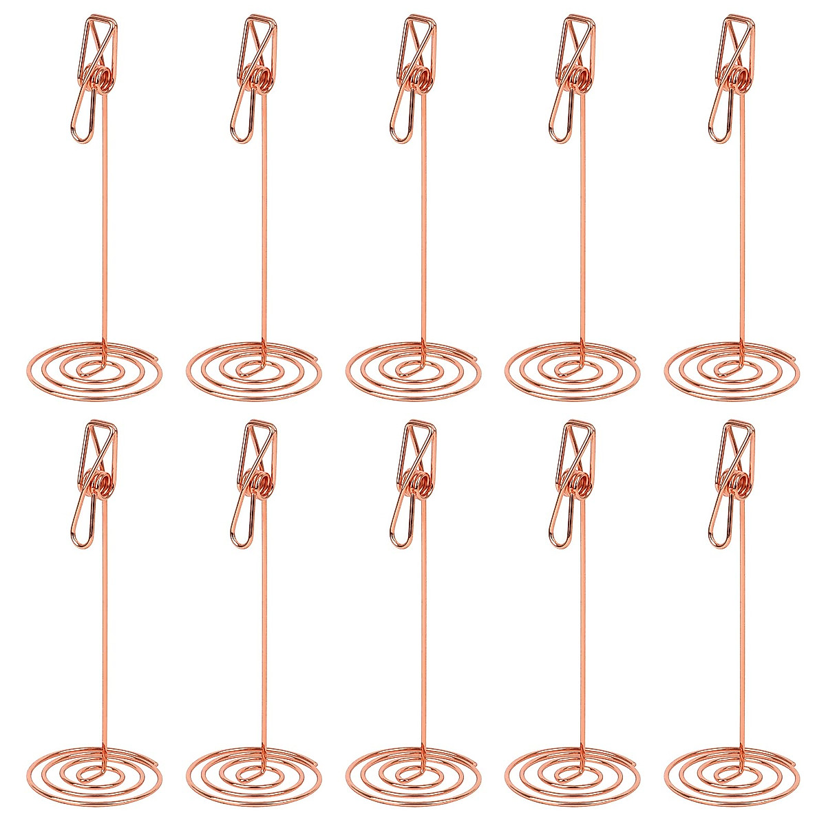 Muka 10pcs Place Card Holders, 6 Inch Fish-Shape Spring Steel Wire Clamp Photo Clips (Rose Gold)