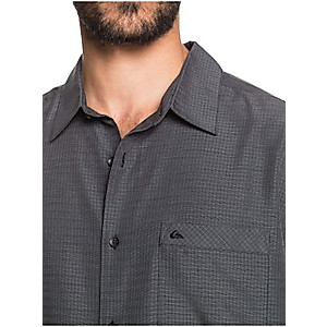 Quiksilver Men Centinela 4 Button Up Comfort Fit Pocket Collared Shirt, Black Centinella, X-Large
