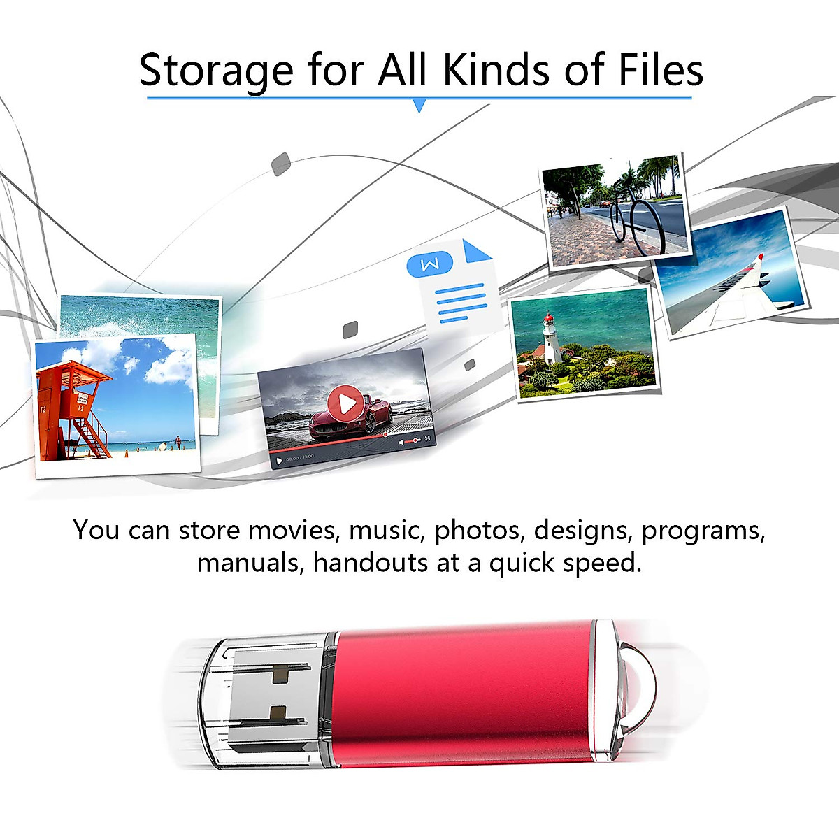 RAOYI 10PCS 4G USB Flash Drive USB 2.0 Memory Stick Thumb Drive Pen Drive Jump Drive-Red