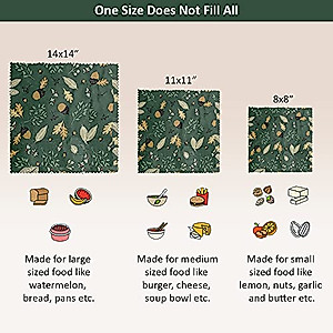 15 Pack - Eco-Friendly, Reusable, & Washable Container Set of Beeswax Food Wraps, Airtight Silicone Lids & Natural Kitchen Produce Bags | 6 - Beeswax Wraps, 6 - Silicone Lids and 3 - Produce Bags (All in different sizes)