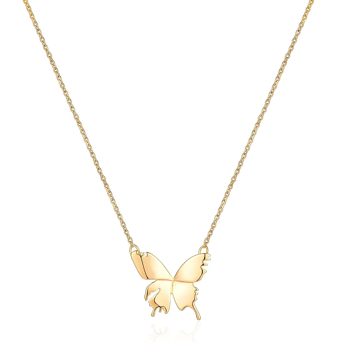 MTMY Gold Pendant Necklace for Women 14K Gold Plated Snake Bee Hummingbird Dove Eagle Animal Necklace Dainty Necklace Simple Delicate Jewelry (butterfly 5)