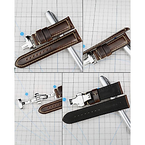 REZERO Watch Band, Genuine Leather Watch Straps, Oil-Waxed Vintage Watch Bands for Men 18mm 19mm 20mm 21mm 22mm 23mm 24mm 26mm