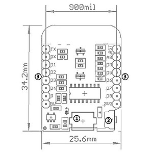 JacobsParts 3-Pack D1 Mini NodeMCU LUA MicroPython WiFi ESP8266 ESP-12 WeMos Microcontroller