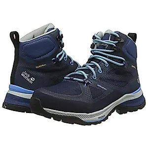 Jack Wolfskin Women's Force Striker Texapore Mid Hiking Shoe Boot, Dark Blue/Light Blue, 7.5