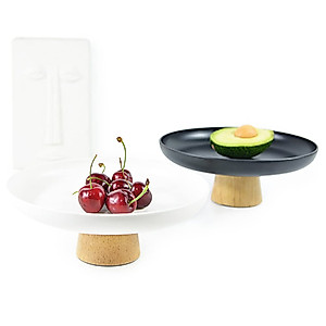 Kelendle Plastic Footed Bowl Round Pedestal Trifle Bowl Decorative Fruit Bowl Holder Dessert Display Stand Serving Fruit Tray for Kitchen Counter Centerpiece Table Home Decor Black