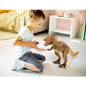 Advanced Play Dinosaur Trex Toy Realistic Walking Tyrannosaurus Rex Multifunction RC Trex Toy Figure with Roaring Spraying Function Good Dinosaur Toys for Boys Girls Ages 3 Plus