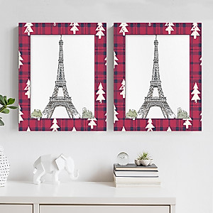 POFATO Red Plaid Christmas Tree 8x10 Picture Frame Wood Photo Frame for Tabletop Display Wall Mount Picture Frame Display 8 x 10 Inch Photo Wall Decor Home Gift Frames