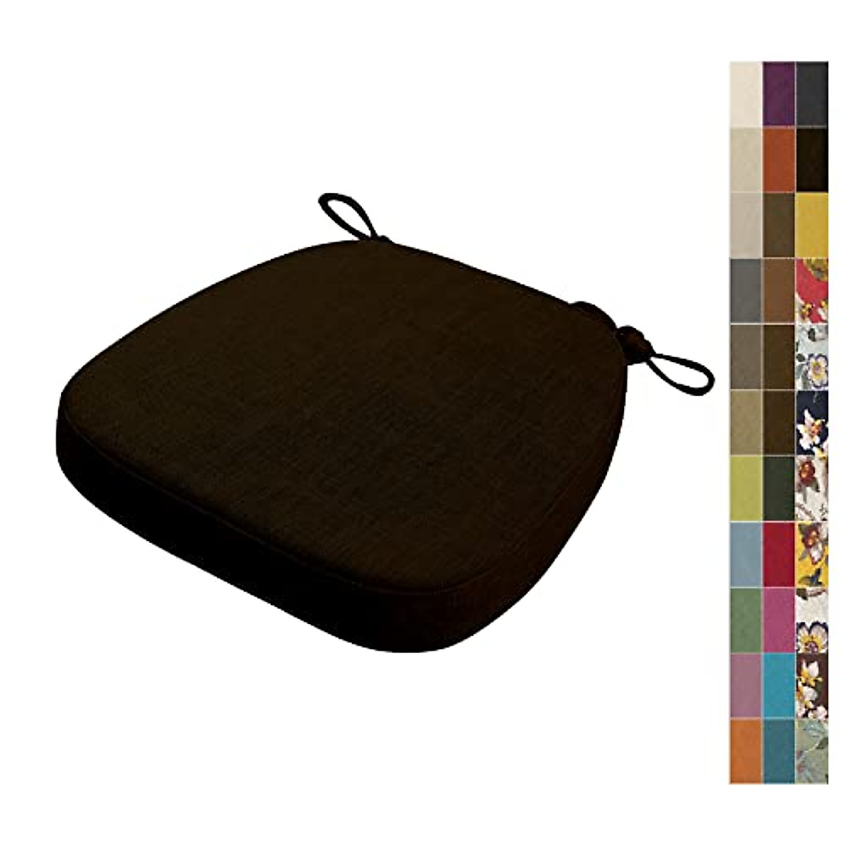 Lsjoaw Chair Cushions for Dining Chairs 15.7X15X13X1.2IN(1 Piece) Dining Room Seat Cushion Memory Foam Non Slip Kitchen Chair Pad with Ties Removable Cover,Black