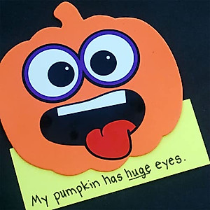 4E's Novelty Foam Pumpkin Shapes Craft (12 Pack) Halloween Crafts for Kids, Large 8" Cutouts - Fall Crafts for Kids Toddlers Classroom Supplies Halloween Activities for Kids Party Ages 2-4 3-5 4-8