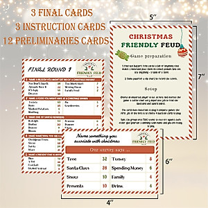 Christmas Friendly Feud Game - The Hilarious Party Game of Guessing Top Answers,Feud Game for Adults,Christmas Party Game,Classroom Game,Family Game Night,Team Ice Breaker Game,15 Trivia Cards-6