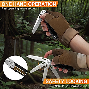 NexTool Multi Tool Pocket Knife, Folding Multitool Knife with Scissors, Screwdriver, Bottle Opener, 11 in 1 Multi-Tool One Hand Accessible with Safety Lokcing for Camping/Emergencies/EDC (Knight)