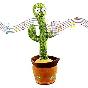 Ferlert Dancing Cactus,Talking Cactus Toy, Electronic Dancing Cactus Toy with Lighting,Singing Cactus Recording and Repeat Your Words,Cactus Mimicking Toy Green A