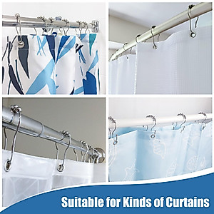 Shower Curtain Hooks Rings for Bathroom - 12 Pcs Stainless Steel (Silver Pear-Shape)