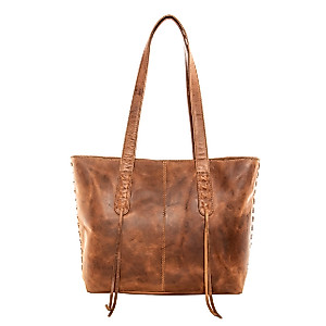 Lady Conceal Concealed Carry Large Leather Norah Laced Tote (Cognac)