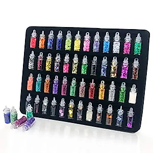 Extra Fine Glitter for Tumblers, Glitter and Sequins for Tumblers, Epoxy Tumbler Supplies 48 Pack Bulk Bottles Kit 5ml Each