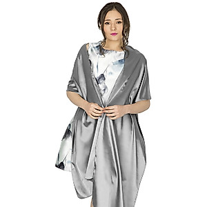 BlackButterfly Satin Shawl Bridesmaid Wedding Wrap Scarf (Silver)