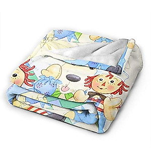 Raggedy Ann and Raggedy Andy Throw Blanket Suitable Ultra Soft Weighted Bedding Fleece Blanket for Sofa Bed Office 50"x40" Travel Multi-Size for Adult