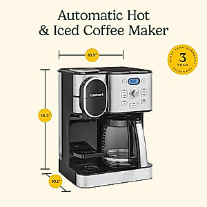 Cuisinart Coffee Maker, 12-Cup Glass Carafe, Automatic Hot & Iced Coffee Maker, Single Server Brewer, Stainless Steel, SS-16