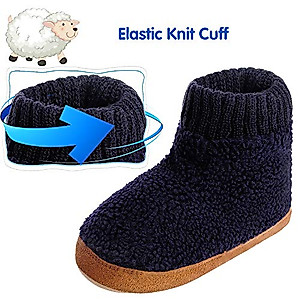 shoeslocker Boy Slippers Comfortable House Slippers Little Kids Big Kids Boys House Slipper Booties Dark Blue Size 2