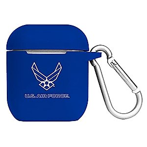 AudioSpice Collegiate US Air Force Silicone Cover for Apple AirPods (1st and 2nd Generation) Charging Case with Carabiner