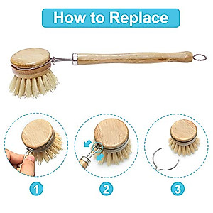 Cosumina Bamboo Kitchen Cleaning Brush Dish Cleaning Brush Long Handle Pan Pot Brush Dish Bowl Washing Cleaning Brush (5)