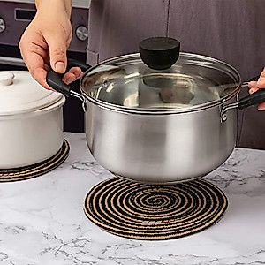 Trivets for Hot Dishes, Large Trivet for Hot Pots and Pans 8 inches, Hot Pads for Kitchen Table, Coasters Cotton Mat to Protect Counter, Cooking Potholder (Stripe 5 Pcs)