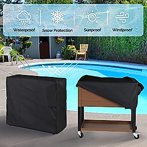 VINGLI 80 Quart Rolling Ice Chest on Wheels, Patio Cooler Cart with Waterproof Cooler Cart Cover, Beverage Rolling Cooler for Outdoor Patio Deck Party (Brown)