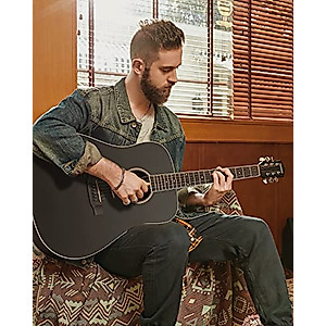 Donner 41'' Full Size Acoustic Guitar - Complete Beginner Kit for Adults, Teens with Free Online Lesson, Dreadnought Acustica Guitarra Bundle Set with Gig Bag, Strap, Tuner, Pickguard, Black DAG-1B