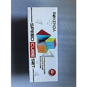 ROXENDA Speed Cube Set, Magic Cube Set of 2x2x2 3x3x3 Pyramid Cube Smooth Puzzle Cube (Stickerless)
