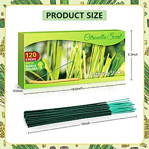 SnailDigit Citronella Incense Sticks, Lemongrass Incense Sticks Set, Natural Plant Based Ingredients, Citronella Incensefor Home Patio, Garden Balcony, BBQ, Camping, Outdoor, Picnic 120 Sticks