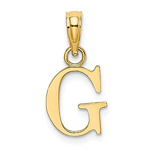 Solid 14k Yellow Gold G Block Initial Letter Alphabet Charm Pendant