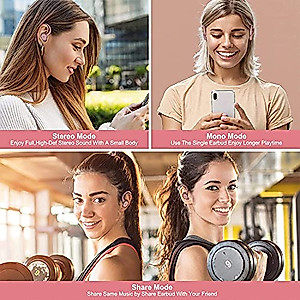 comiso Wireless Earbuds, True Wireless in Ear Bluetooth 5.0 with Microphone, Deep Bass, IPX7 Waterproof Loud Voice Sport Earphones with Charging Case for Outdoor Running Gym Workout (Pink)