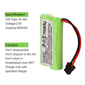 Miady 2.4V 2 AAA 900mAh Ni-MH Cordless Home Phone Battery for Uniden BT1008 BT-1008 BT1016 BT-1016 BT1021 BT-1021 WITH43-269 WX12077 Sanyo CAS-D6325 CASD6325 Lenmar CBBT1008 CB-BT1008 (Pack of 3)