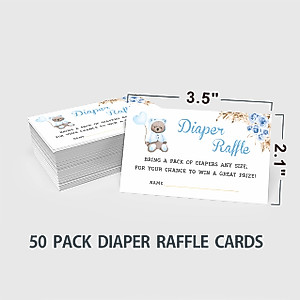 JCVUK Baby Shower Games, 1 Diaper Raffle Standing Sign with 50 Diaper Raffle Tickets,Purple Bear Theme Babyshower Party Decorations and Supplies For Boys or Girls(LBLK-B02)